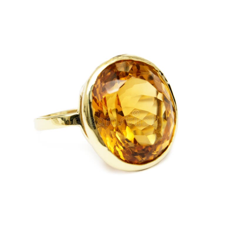 Ring - Yellow Precious/Semi-precious Gemstone, Set in Gold Stock Image ...