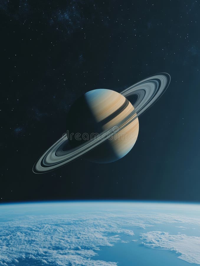 A Ringed Planet Floating in Deep Space - a Celestial Object within a ...
