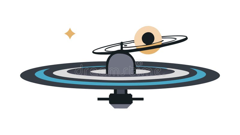 Ringed Planet with Orbiting Satellites Icon, Cosmic Exploration, Vector ...
