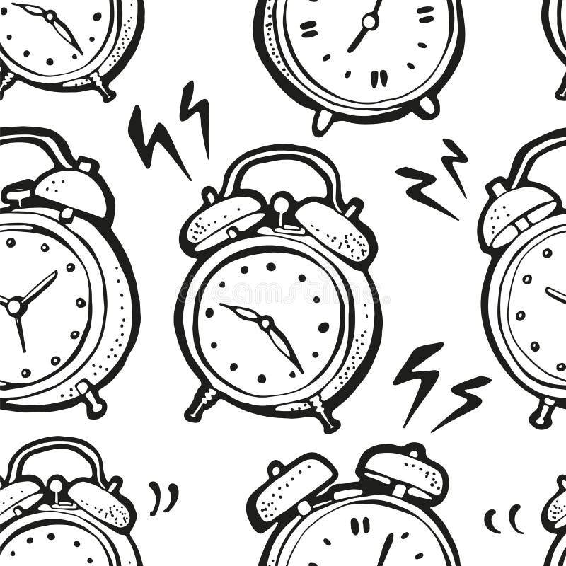 Ringing Alarm Clock Drawing Stock Vector - Illustration of minute ...