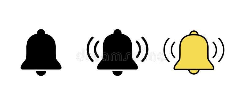 Ringing Bell Icon Set in Generic Style. Notification Alert Concept ...