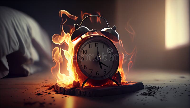 Clock on Fire, Time S Burning End in Fiery Clock Image. Generative Ai ...