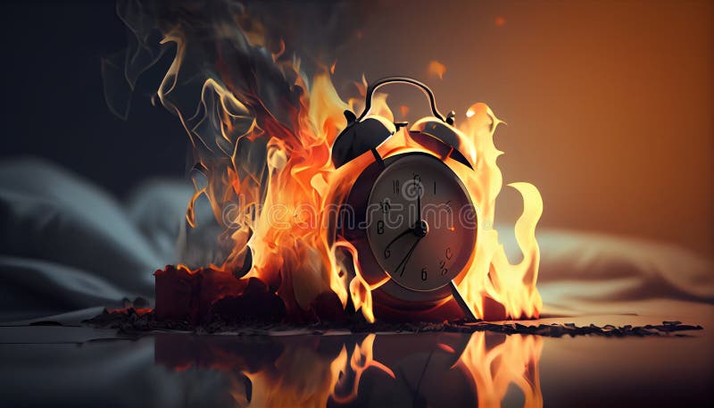 Clock on Fire, Time S Burning End in Fiery Clock Image. Generative Ai ...