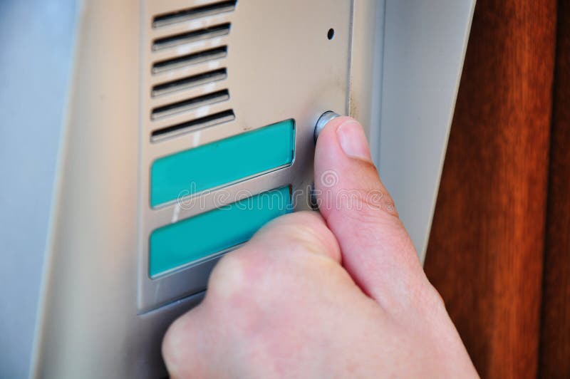 Ringing doorbell stock photo. Image of door, bell, hand - 52161494