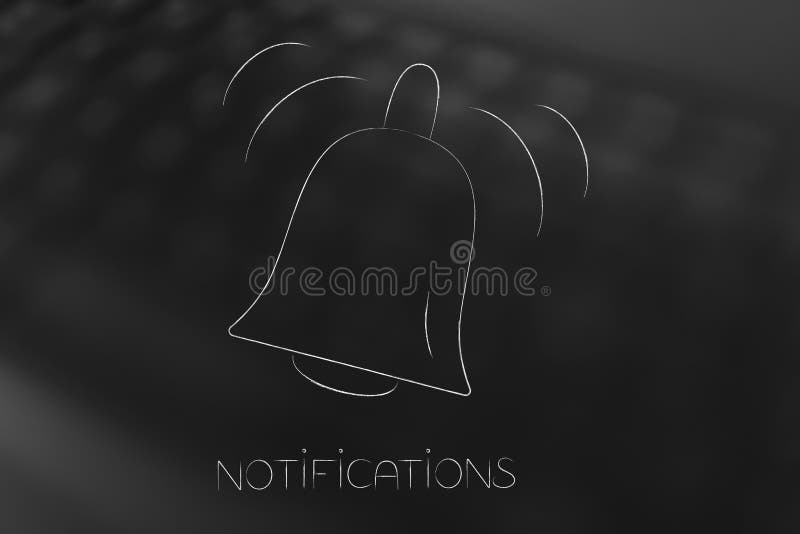 Ringing Notification Bell Icon on Blurred Keyboard Background Stock ...