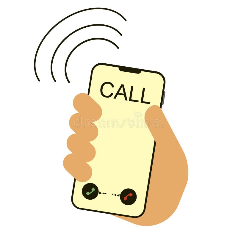 Ringing Phone in Hand in Flat Style. Mobile Phone Ringing Vector ...