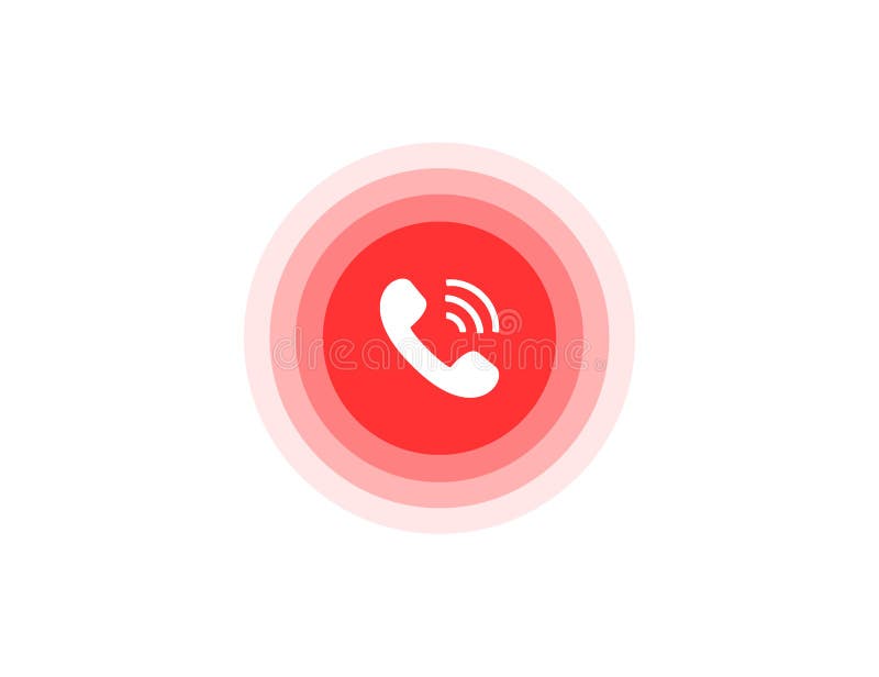 Ringing Phone Icon in Red Circle. Mobile Phone Symbol. Connection ...