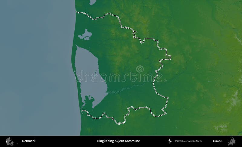 Ringkbing-Skjern Kommune Outlined, Denmark. Physical Stock Illustration ...