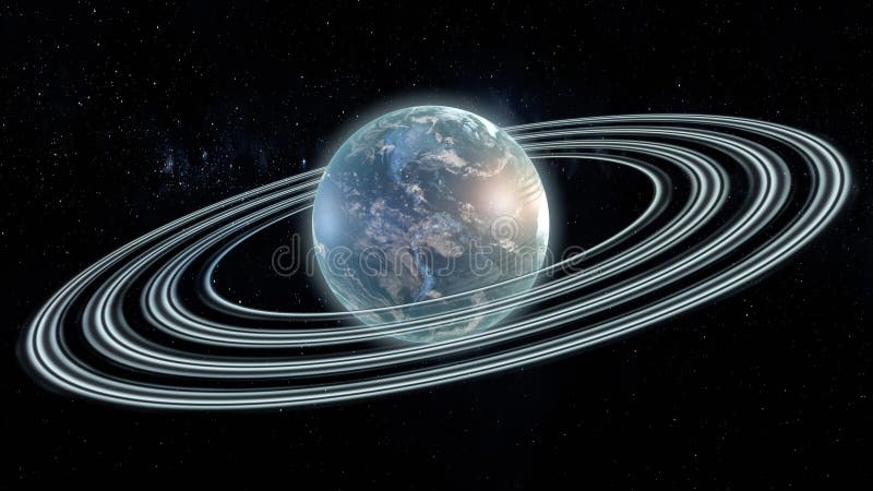 Rings Around Exoplanets in the Galaxy Stock Illustration - Illustration ...