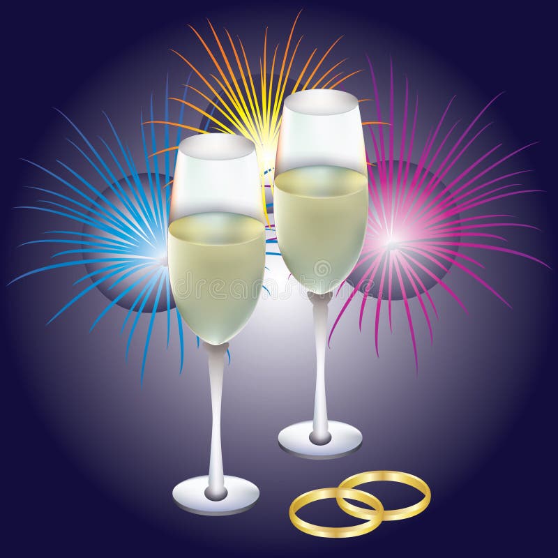 Champagne Fireworks Celebration Stock Illustration - Illustration of ...
