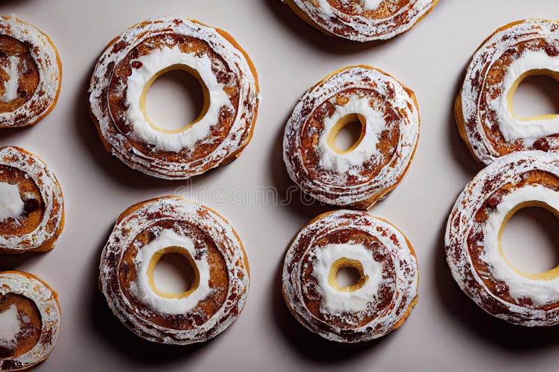 Rings Doughnuts in Glazes on Light Background Baked Bread Stock ...