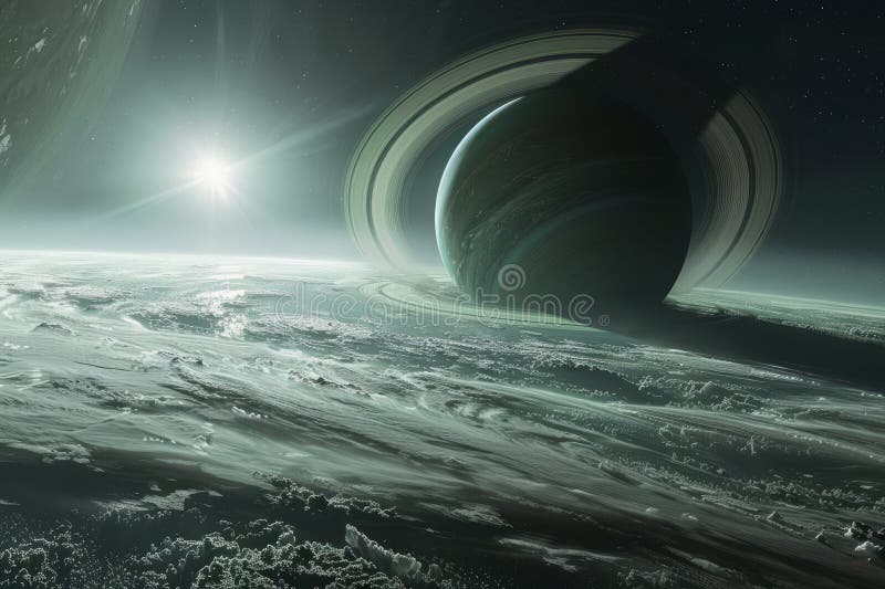 Rings of Saturn, Stunning View of the Gas Giant Stock Illustration ...