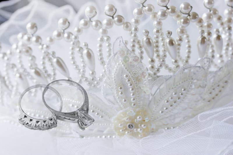 Rings and Veil stock image. Image of luxury, round, pair - 5963049