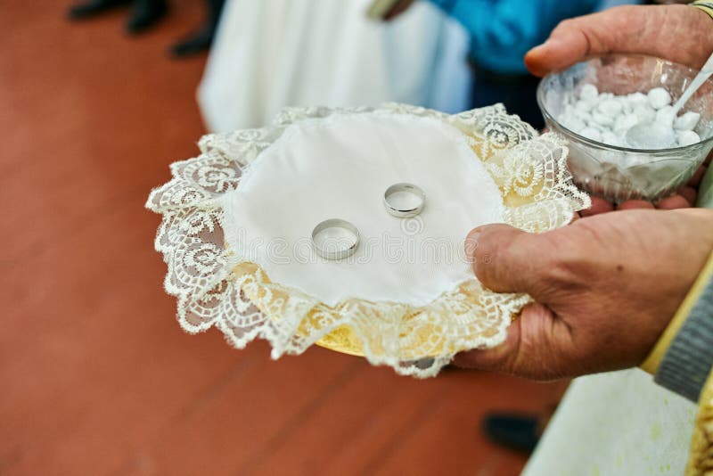 Rings on a Wedding Ceremony in the Church Stock Image - Image of ...