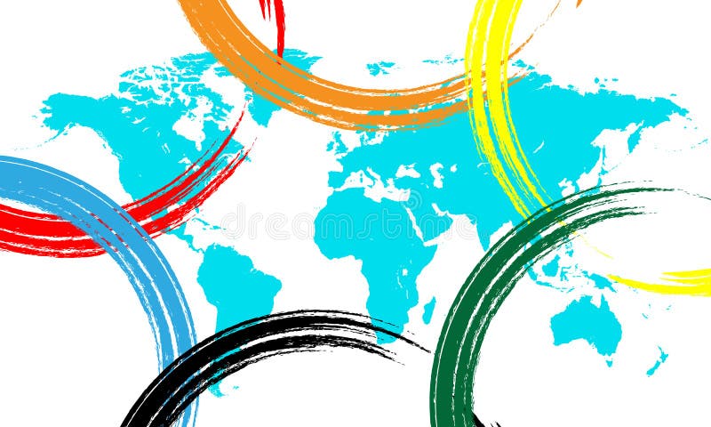 Rings on the world map stock vector. Illustration of cartography ...