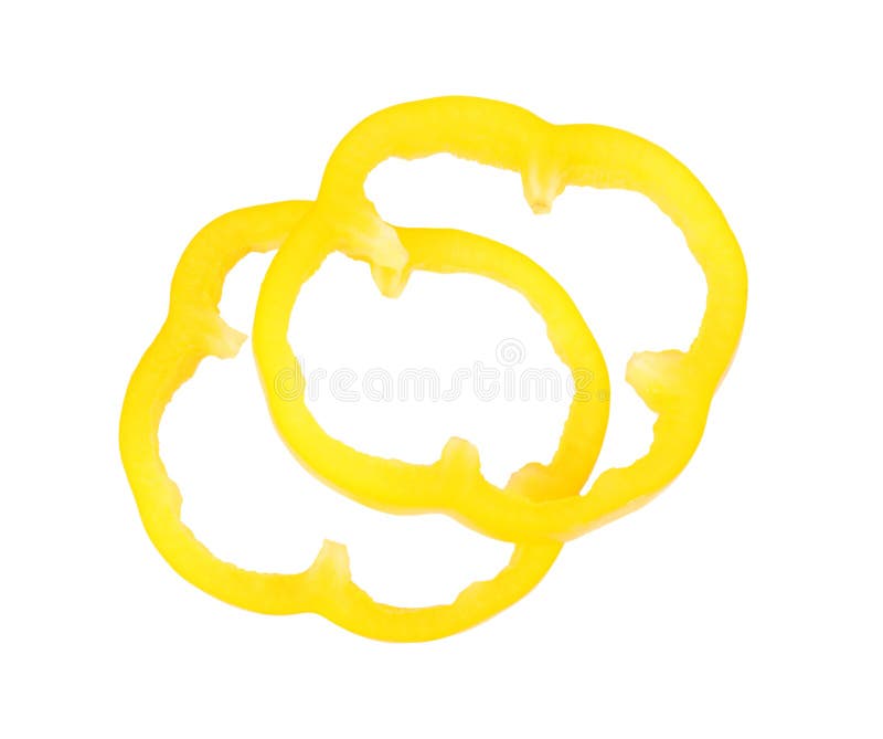 Rings of Yellow Bell Pepper Isolated on White Stock Photo - Image of ...