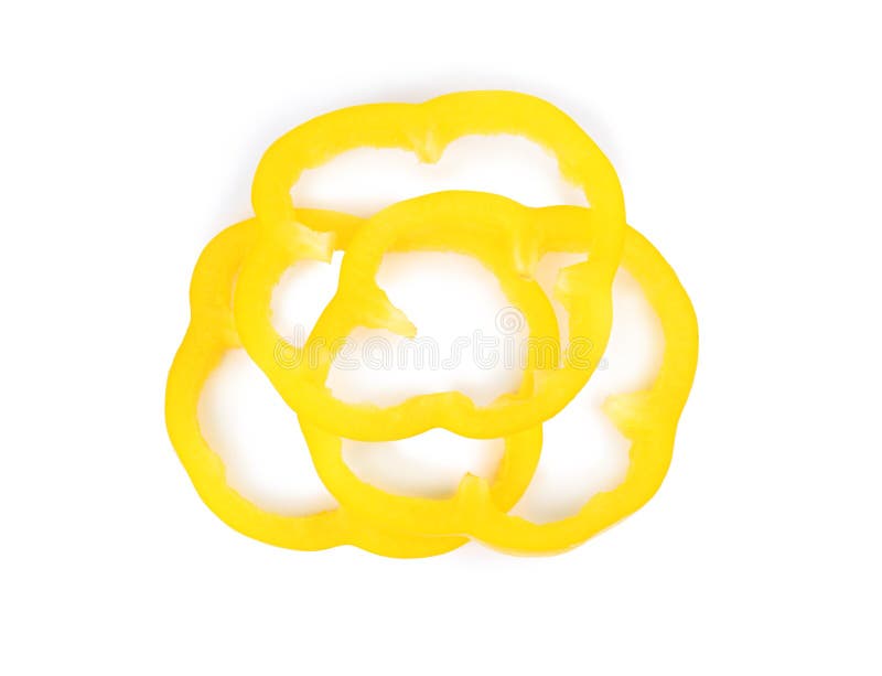 Rings of Yellow Bell Pepper Isolated on White Stock Image - Image of ...