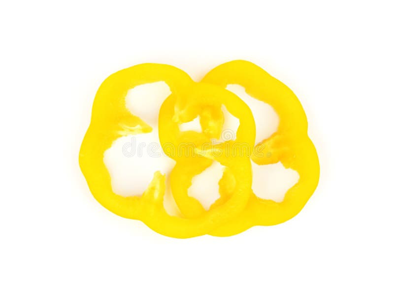 Rings of Yellow Bell Pepper Isolated on White, Top Stock Image - Image ...