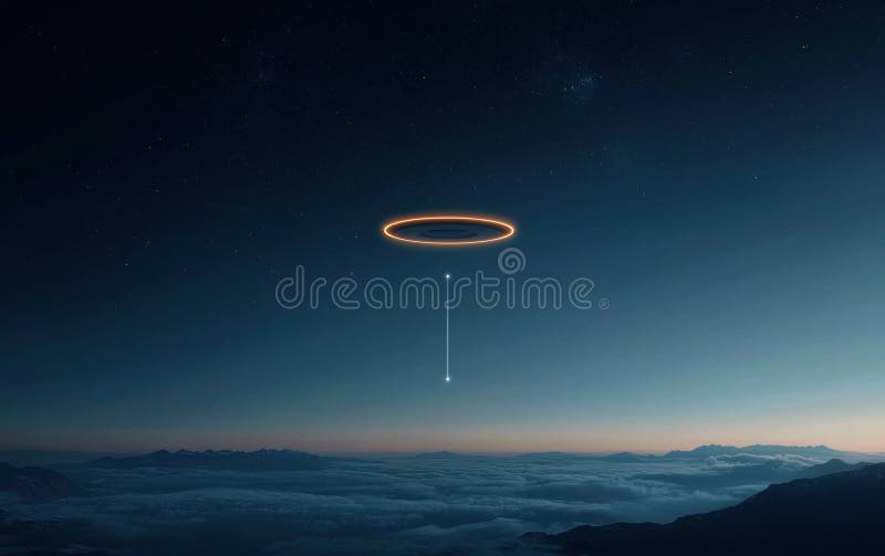 RingShaped Object in Night Sky Emitting Light Beam Towards Earth Stock ...
