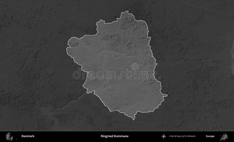 Ringsted Kommune Highlighted, Denmark. Grayscale Stock Illustration ...