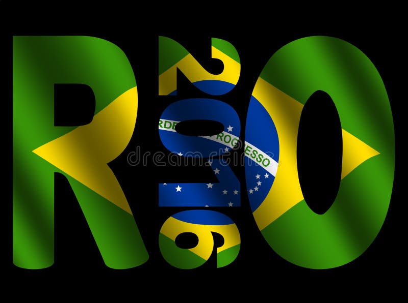 Rio 2016 text with flag editorial stock image. Illustration of flutter ...