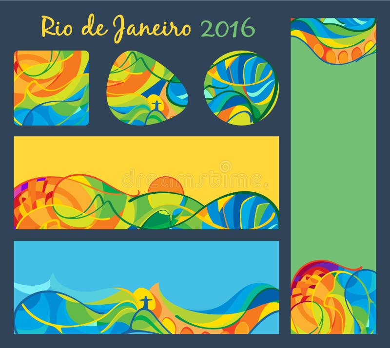 Rio 2016 - Banners and Buttons Set, Vector Template Stock Vector ...