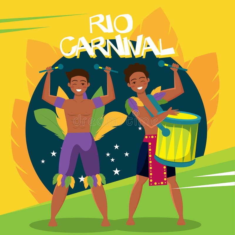 Rio Carnival Dancers Men. Vector Stock Vector - Illustration of lively, traditional: 378276234