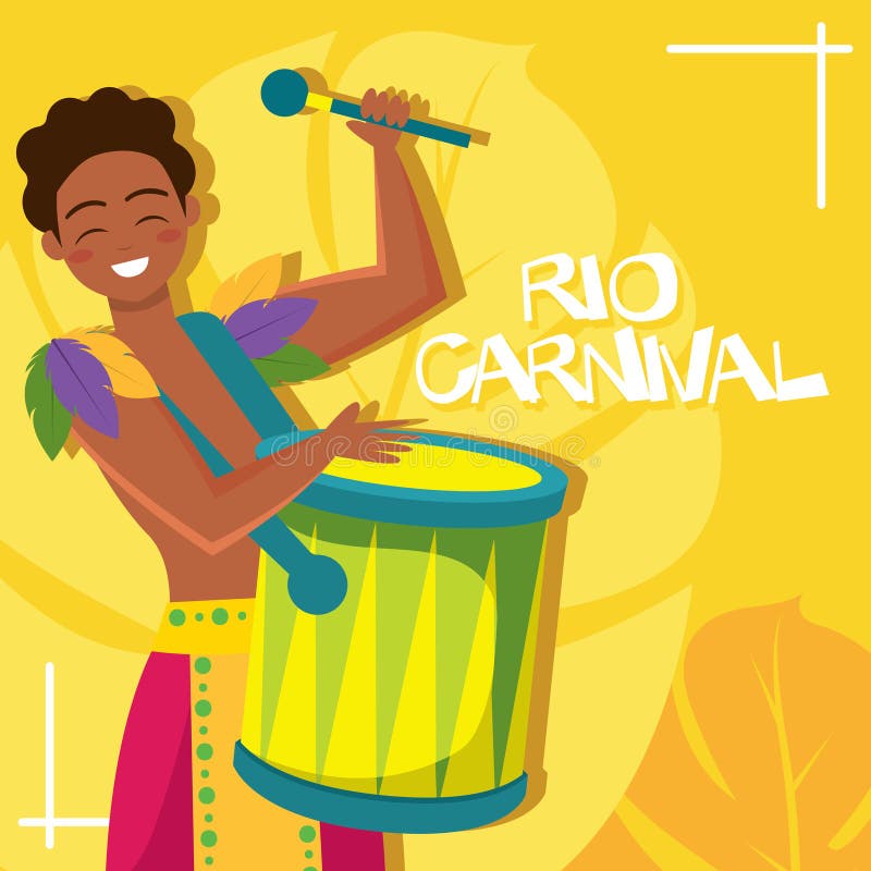 Rio Carnival Drummer Man. Vector Stock Vector - Illustration of ...