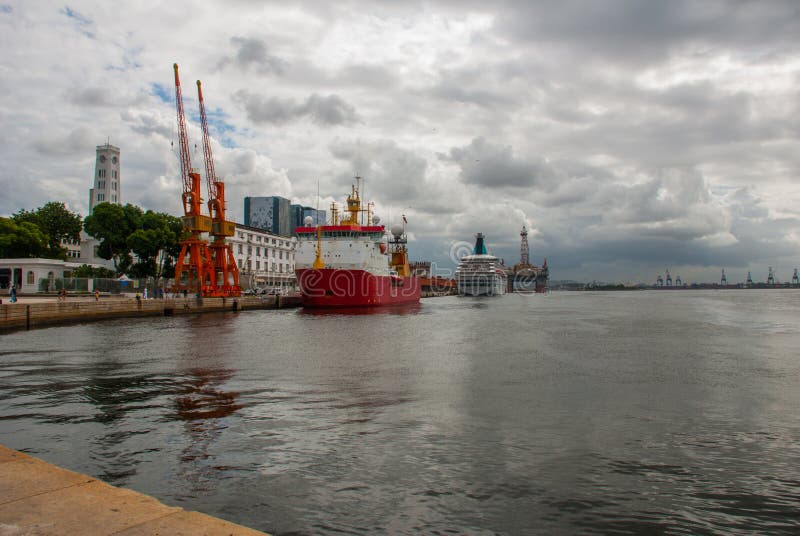 Rio De Janeiro, Brasil: Port with Ships in Rio De Janeiro on a Cloudy ...