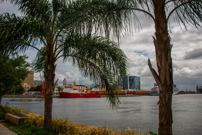 Rio De Janeiro, Brasil: Port with Ships in Rio De Janeiro on a Cloudy ...