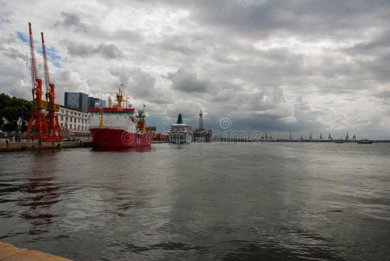 Rio De Janeiro, Brasil: Port with Ships in Rio De Janeiro on a Cloudy ...
