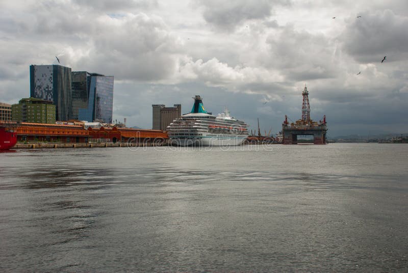 Rio De Janeiro, Brasil: Port with Ships in Rio De Janeiro on a Cloudy ...