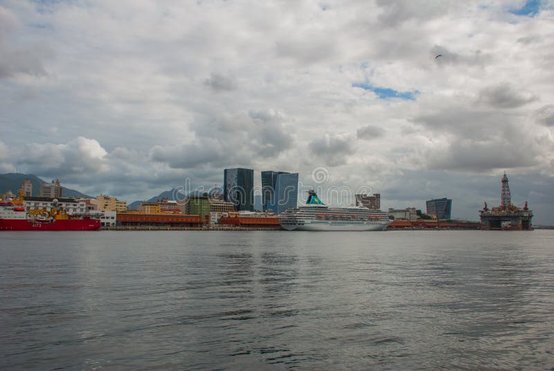 Rio De Janeiro, Brasil: Port with Ships in Rio De Janeiro on a Cloudy ...
