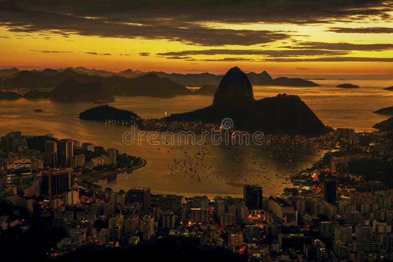 Rio De Janeiro at Sunset, Brazil Stock Photo - Image of travel ...