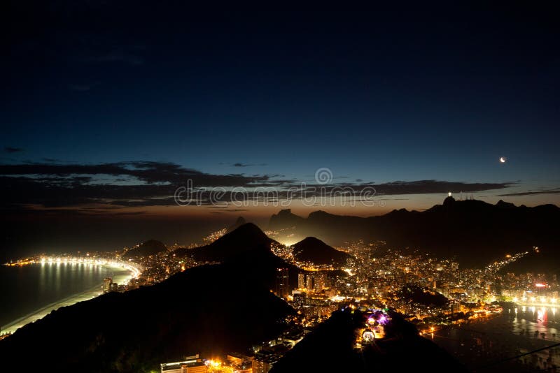 Rio de Janeiro at night stock image. Image of janeiro - 19340603