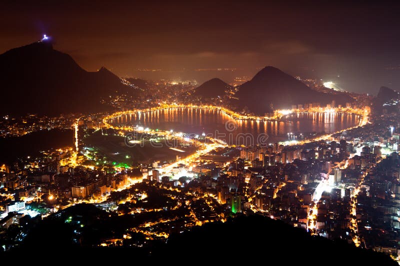 Rio de Janeiro at Night stock image. Image of holiday - 47292887