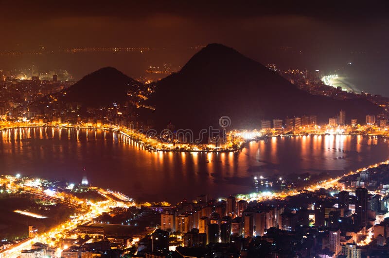 Rio de Janeiro at Night stock image. Image of famous - 47293041