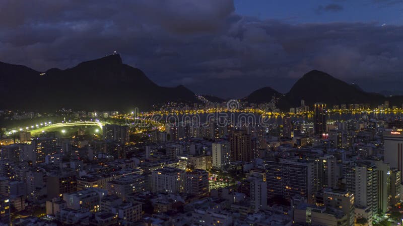 Rio de Janeiro by night stock image. Image of metropolis - 132691887