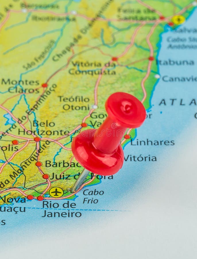 Mappa Di Rio De Janeiro Con Il Perno Immagine Stock - Immagine di carta ...