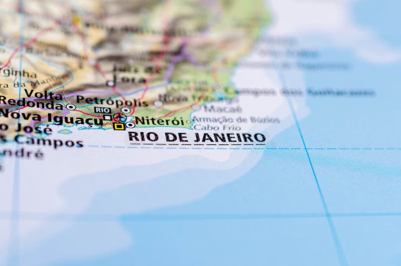 Rio de Janeiro sulla mappa immagine stock. Immagine di fiume - 114078905
