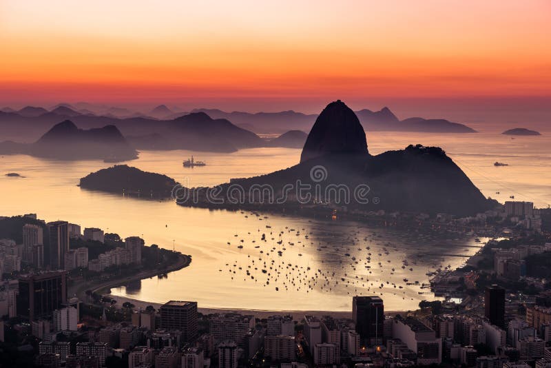 Rio de Janeiro by Sunrise stock image. Image of guanabara - 71872479