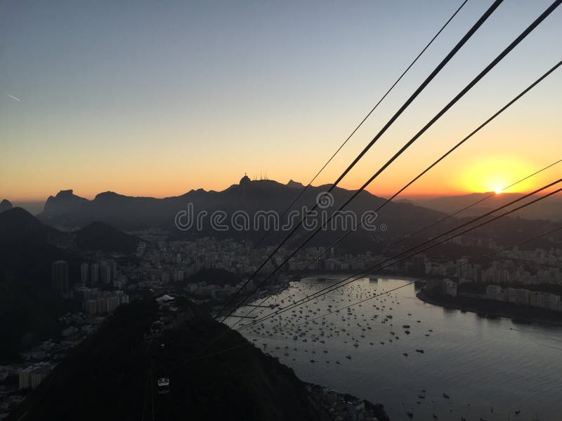 Rio de Janeiro at sunset stock image. Image of travel - 74970105