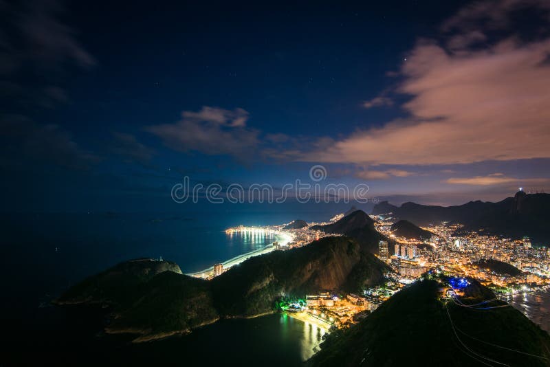 Rio De Janeiro View at Night Stock Image - Image of cityscape, popular ...
