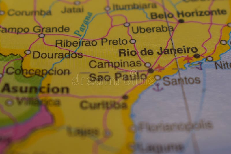 Rio De Janeiro on the World Map-Geo Political Map Stock Photo - Image ...