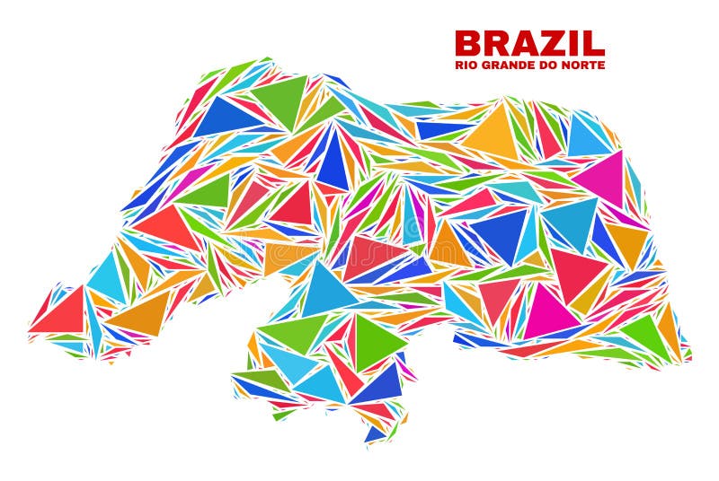 Rio Grande Do Norte State Map - Mosaic of Color Triangles Stock Vector ...