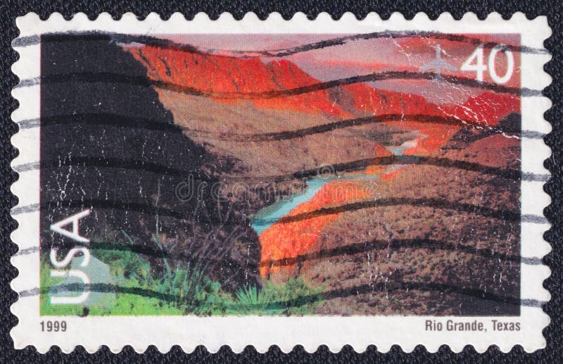 Rio Grande, Texas on a 1999 USA Vintage Postage Stamp Editorial Stock ...
