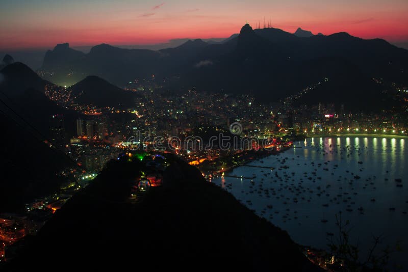 Rio at night stock photo. Image of janeiro, hilltop, buildings - 44290668