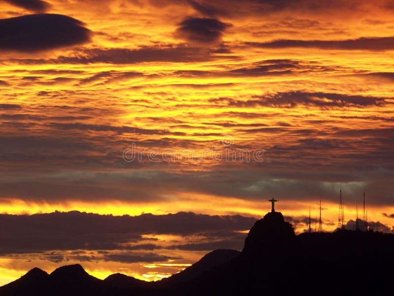 Rio Sunset stock photo. Image of christ, janerio, sunset - 83224386
