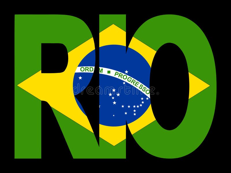 Brazil Text with Brazilian Flag Stock Illustration - Illustration of ...