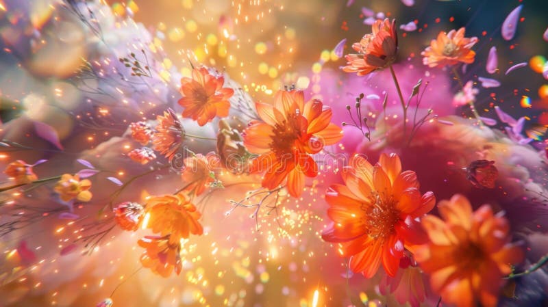 A Riot of Colorful Blooms Explode in an Explosion of Fiery Brillianc ...